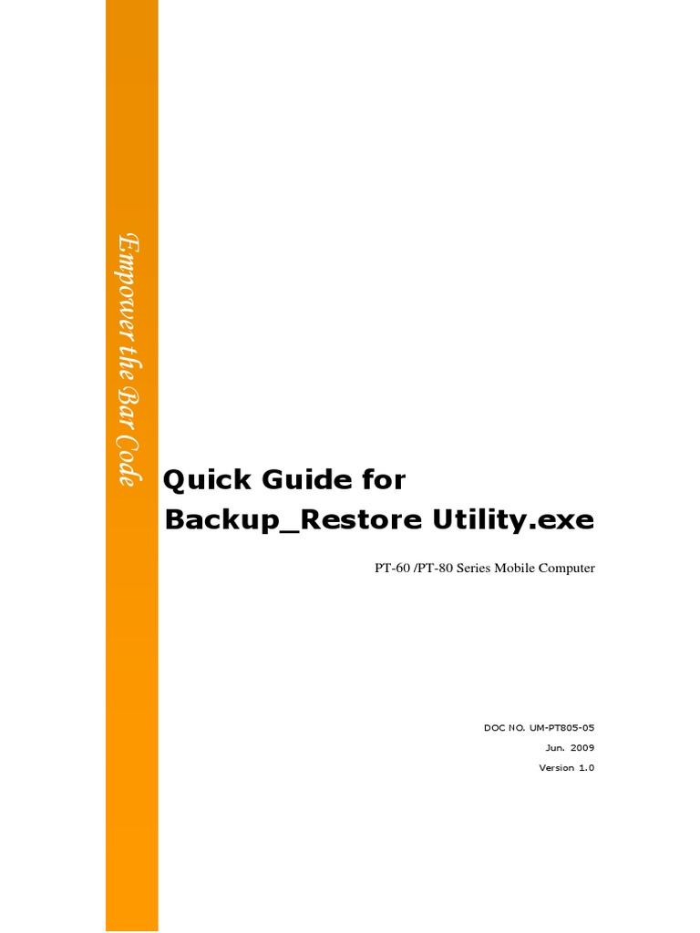 PT-60 Backup Restore Utility Quick Guide | PDF | Backup | Computer File PT-60 Backup Restore Utility Quick Guide | PDF | Backup | Computer File