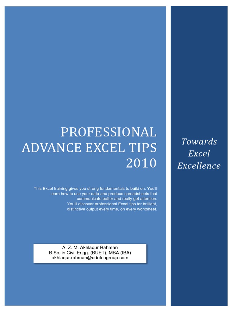 Professional Advance Excel Tips 2010 | PDF | Microsoft Excel | Spreadsheet