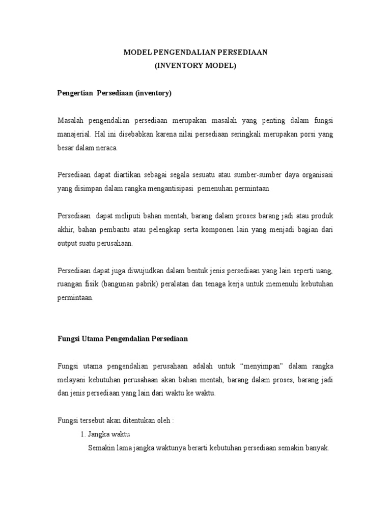 Model Pengendalian Persediaan Inventory | PDF | Komputer | Teknologi & Rekayasa