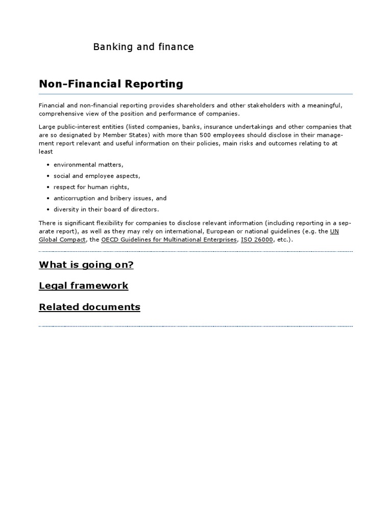 Non-Financial Reporting: Banking and Finance | PDF