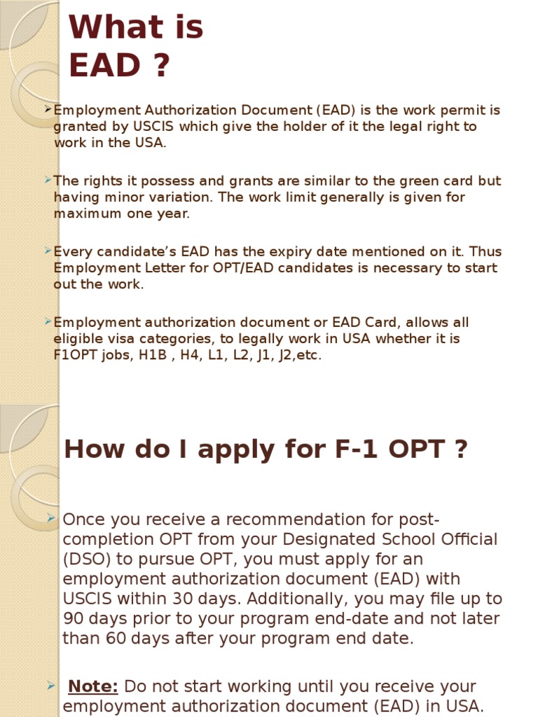 EAD Requirements For F1 Students | PDF | H 1 B Visa | Immigration Law