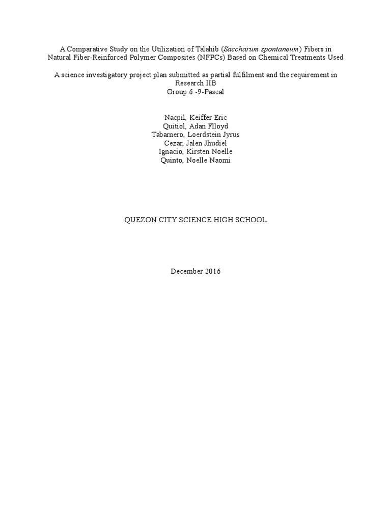 Student Study on Talahib Composites | PDF | Composite Material | Young ...