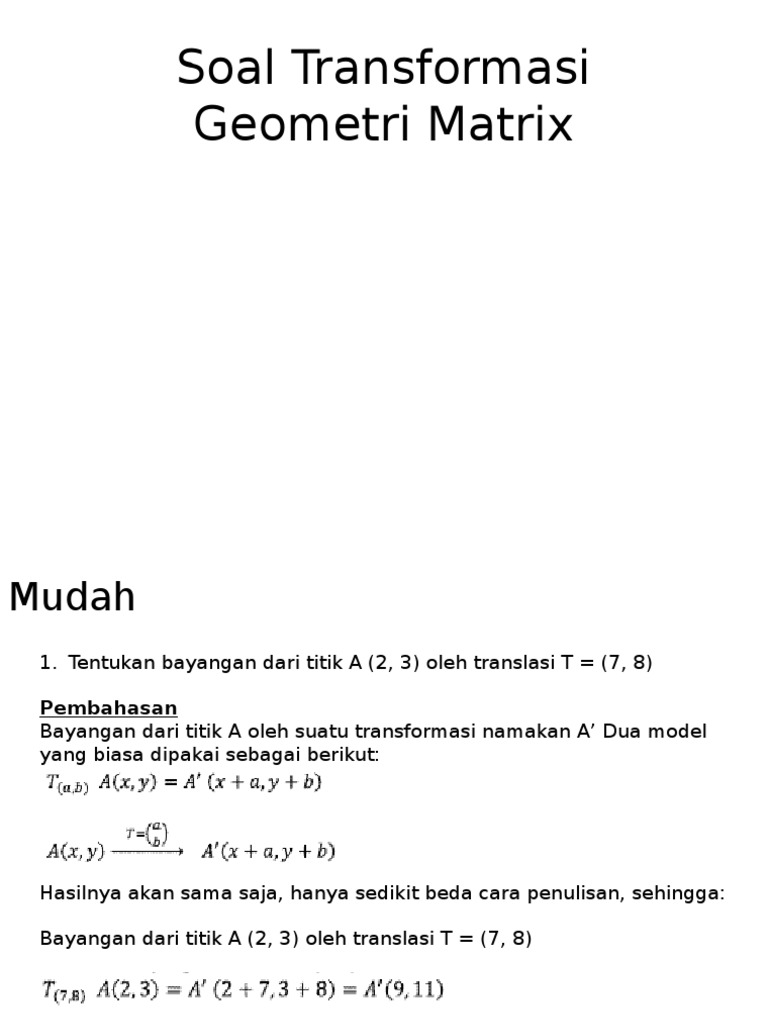 Soal Transformasi Geometri Matrix | PDF
