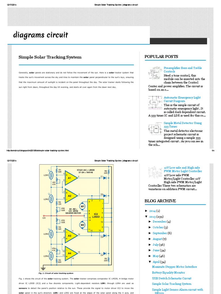 Simple Solar Tracking System - Diagrams Circuit | PDF | Electronic ...