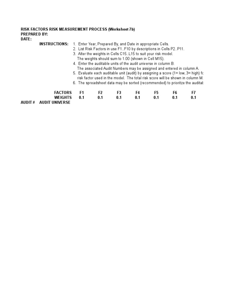 Risk Assessment and Measurement Worksheet | PDF | Business Process ...