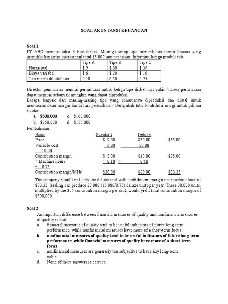 Soal Akuntansi Keuangan | PDF | Inventory | Business Economics