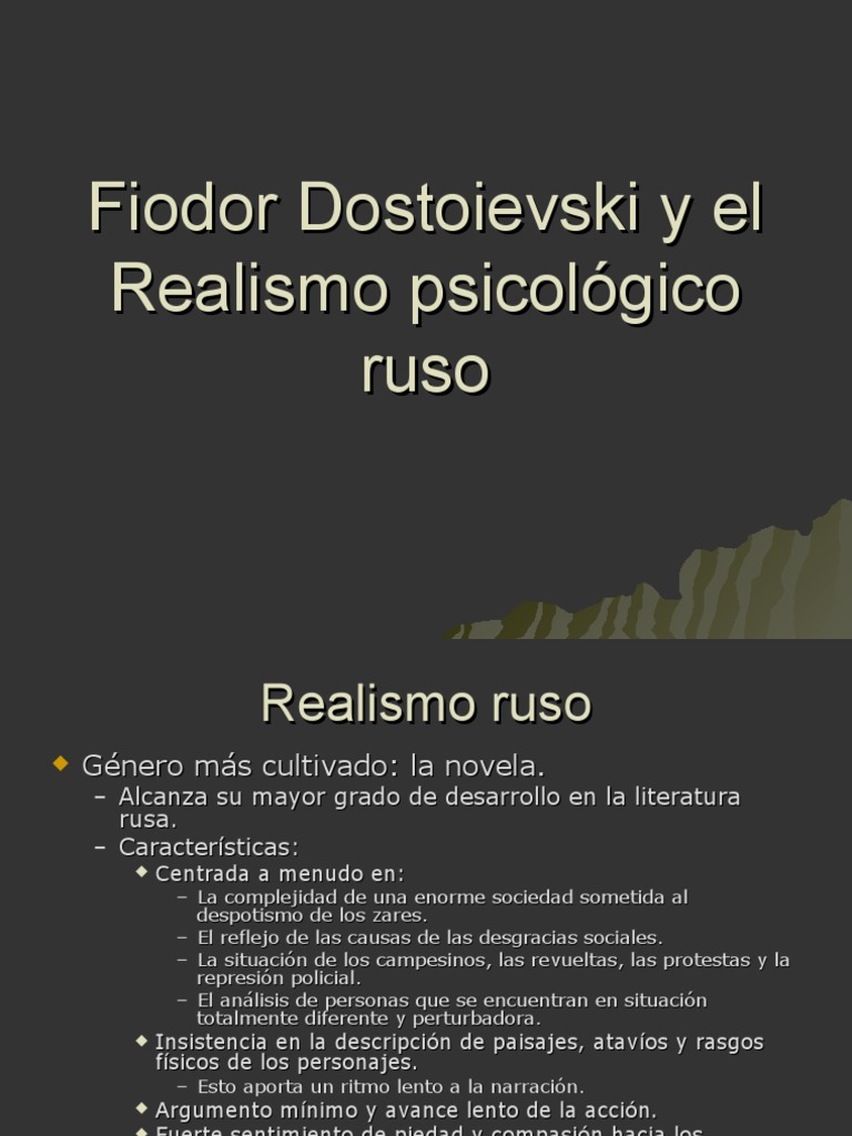 Dostoievski y el Realismo psicológico ruso | PDF | Realismo literario ...