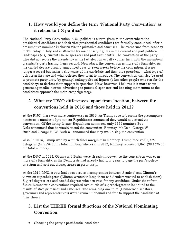 National Party Conventions in US Politics | PDF | United States ...