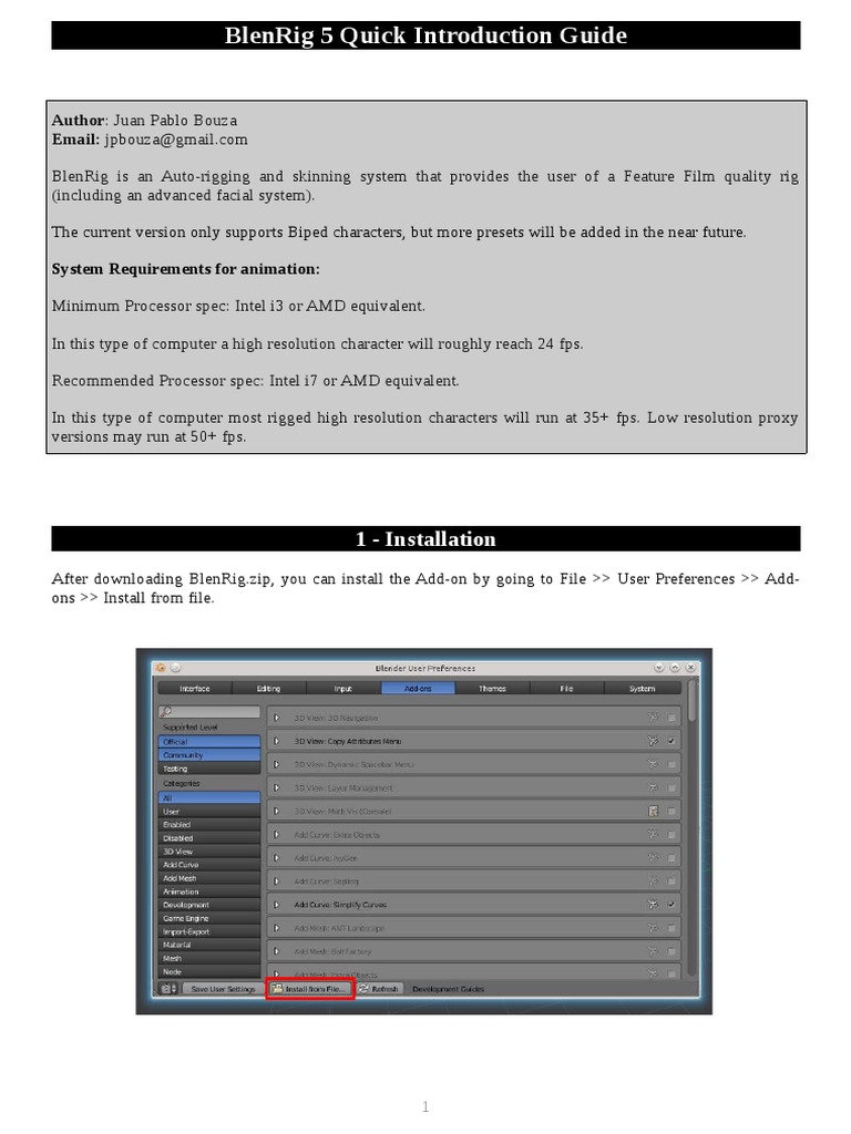 BlenRig 5 Quick Introduction Guide | PDF | Software | Computing And ...