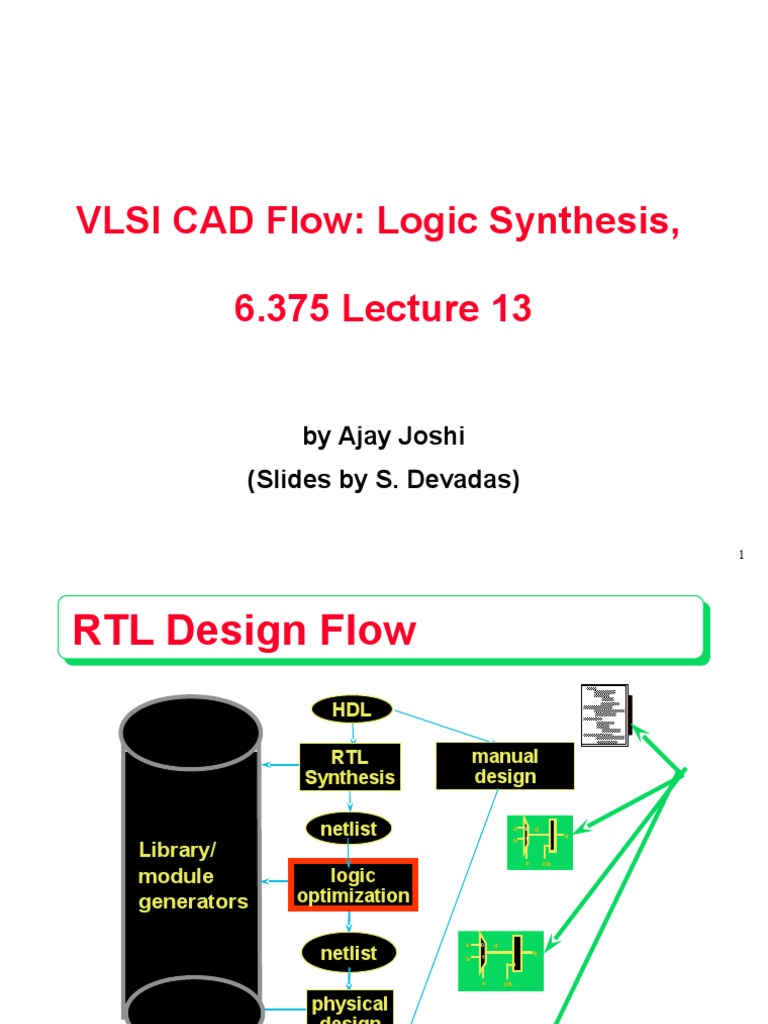 Vlsi Cad Flow Logic Synthesis By Ajay Joshi Slides By S Devadas