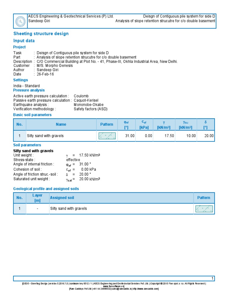 Contiguous Pile Design With Struts | PDF | Geotechnical Engineering ...