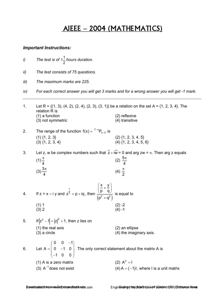 AIEEE-2004 question paper with sol-Maths 2004 EntrancesofIndia.pdf ...