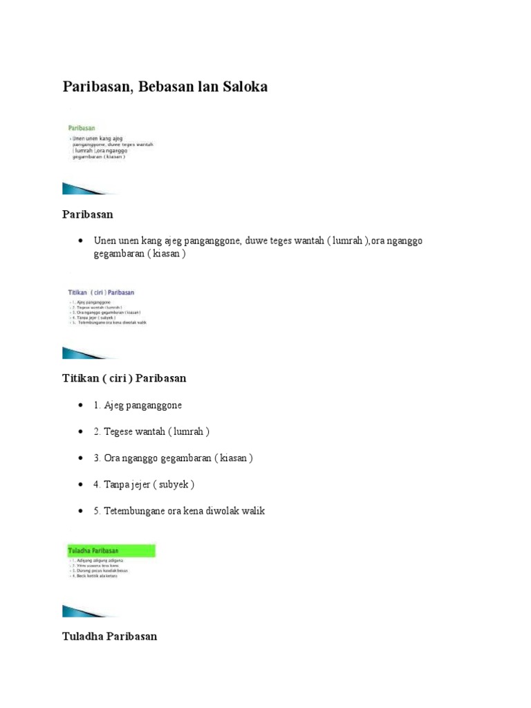 Paribasan, Bebasan Lan Saloka | PDF