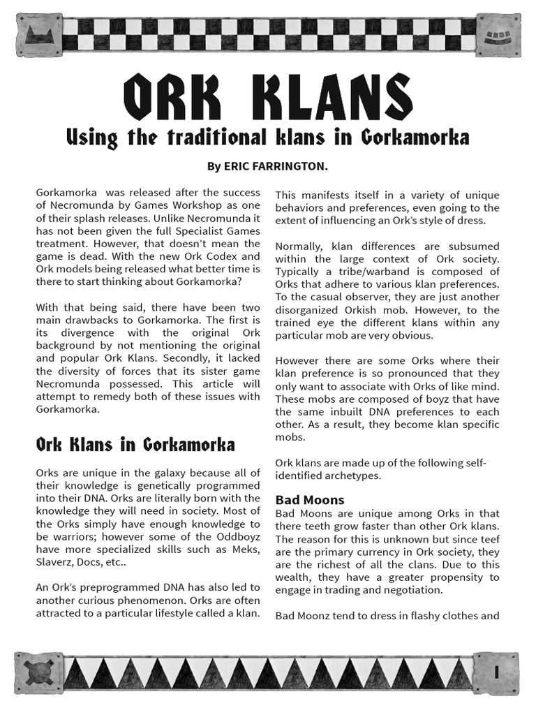 Ork Klan Rules | PDF | Nature