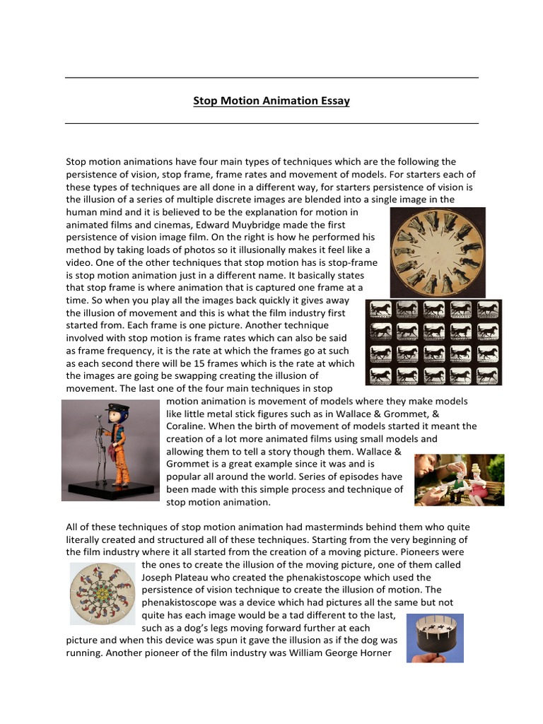 Stop Motion Animation Essay | PDF | Animation | Film Frame