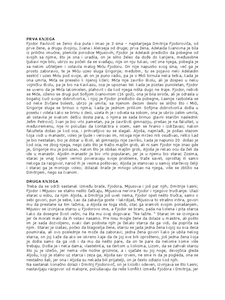 Braca Karamazovi Prepricano | PDF