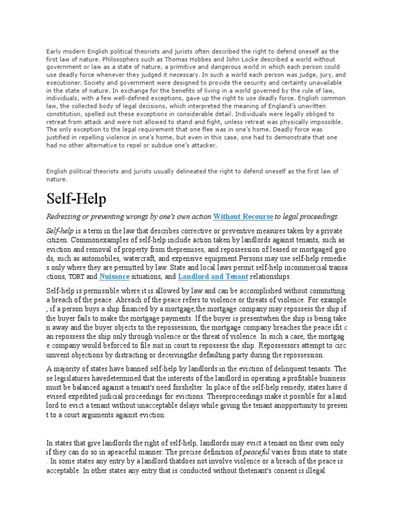 Self Help | PDF | Repossession | Eviction