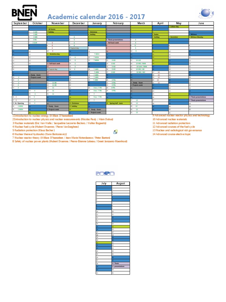2016-2017 Academic Calendar Overview | PDF