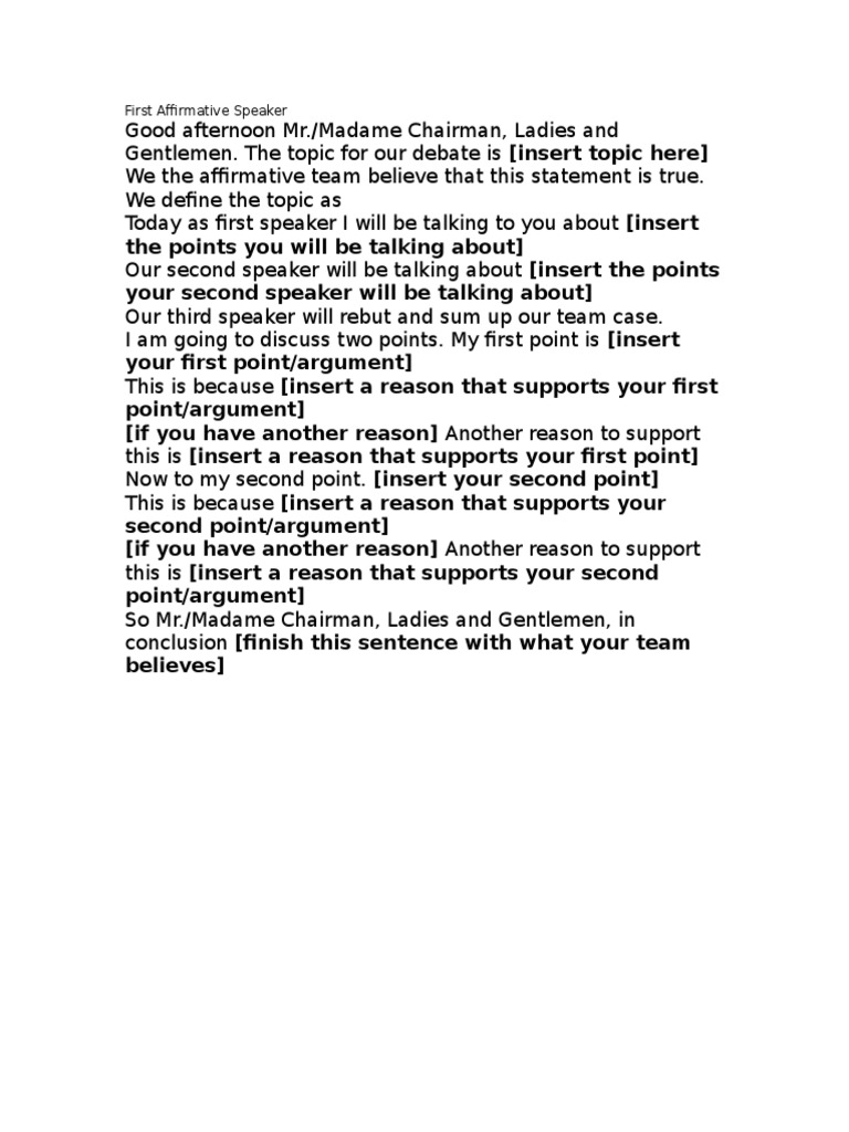 Debate Template Scripts | PDF | Argument | Semiotics