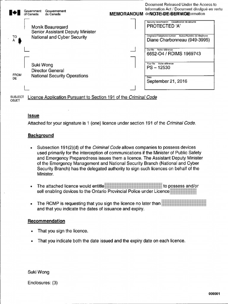 ATIP release from Public Safety Canada