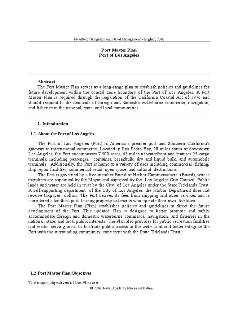 Master Plan Los Angeles | PDF | Port | Cargo