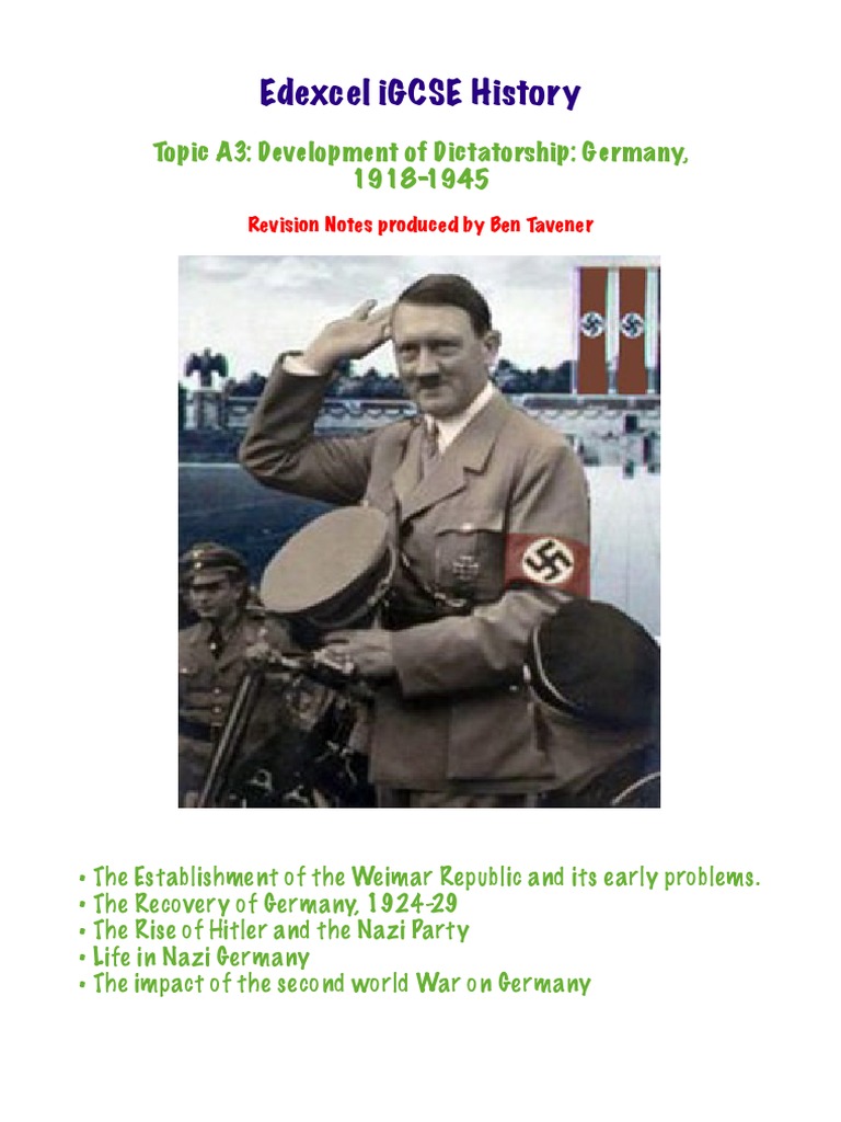 A3 Development of Dictatorship Germany 1918-1945 | PDF | Nazi Germany ...