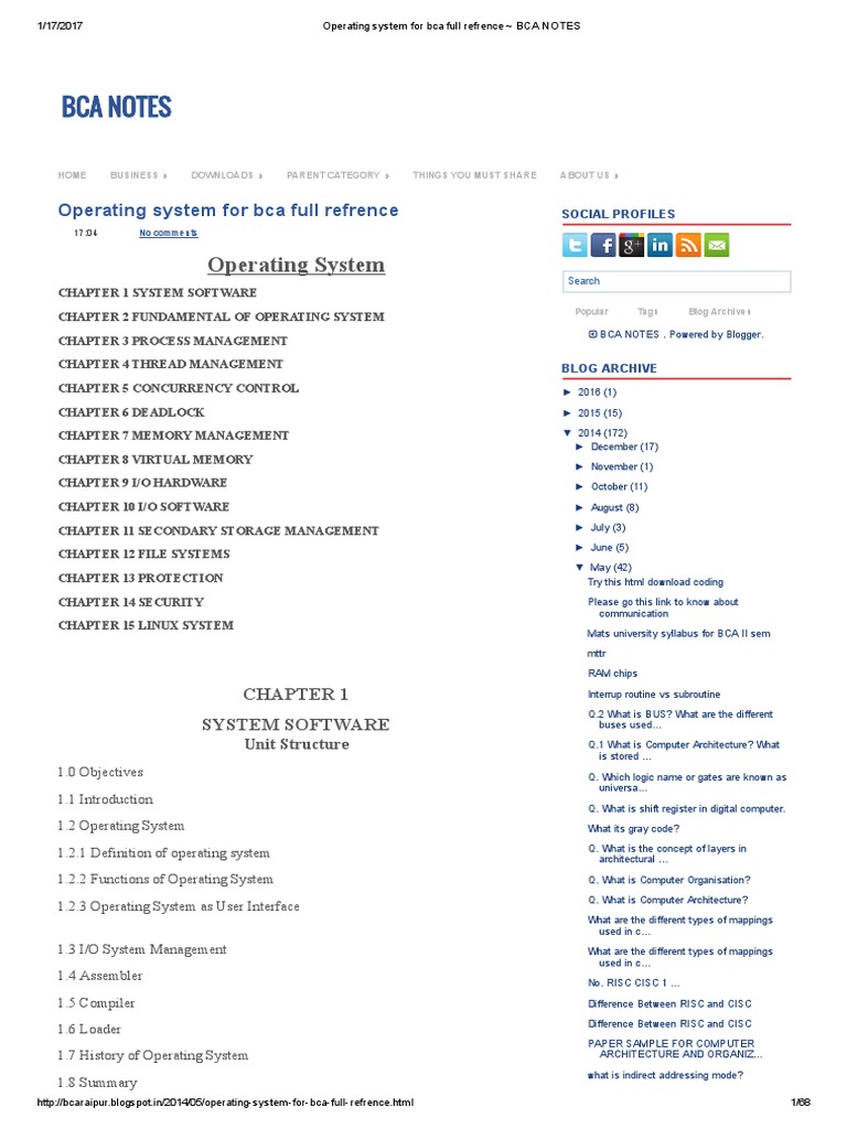 Operating System For Bca Full Refrence - BCA NOTES | PDF | Thread ...