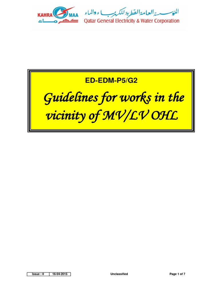 ED-EDM-P1 G2 Guidelines For Works in The Vicinity of OHL | PDF
