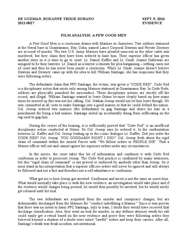 Film Analysis A Few Good Men | PDF | Criminal Law | Criminal Justice