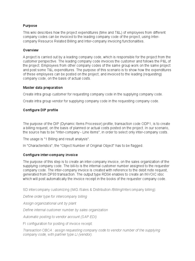 Inter-Company Resource Related Billing | PDF | Invoice | Receipt