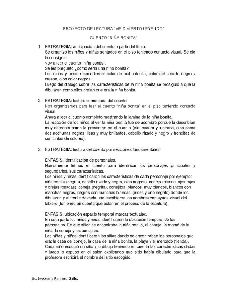 Cuento Niña Bonita | PDF