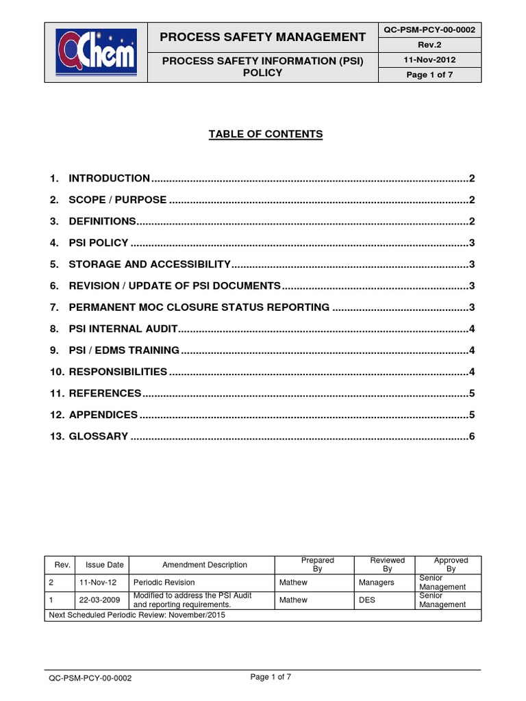 Process Safety Information | PDF | Safety | Engineering