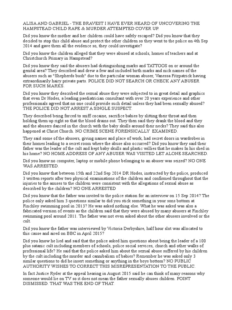 Hampstead Child Abuse Cover-Up Exposed | PDF | Police | Complaint