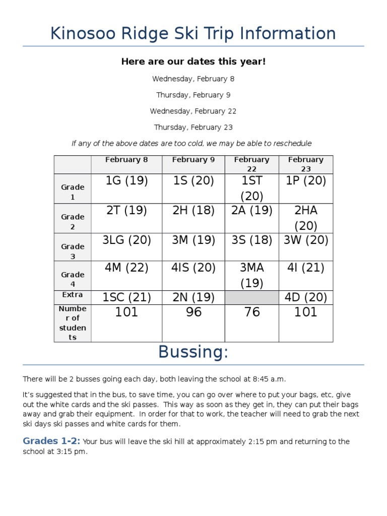 Kinosoo Ridge Ski Trip | PDF