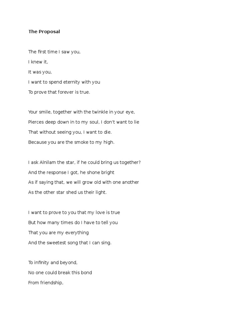 Romantic Marriage Proposal Poem | PDF