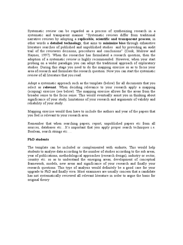Systematic Review Template Guide | PDF | Systematic Review | Academic ...