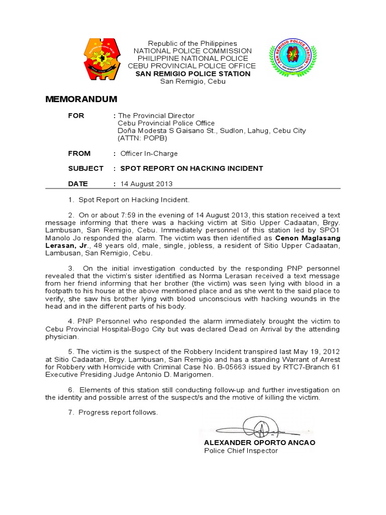 Spot Report On Hacking Incident | PDF