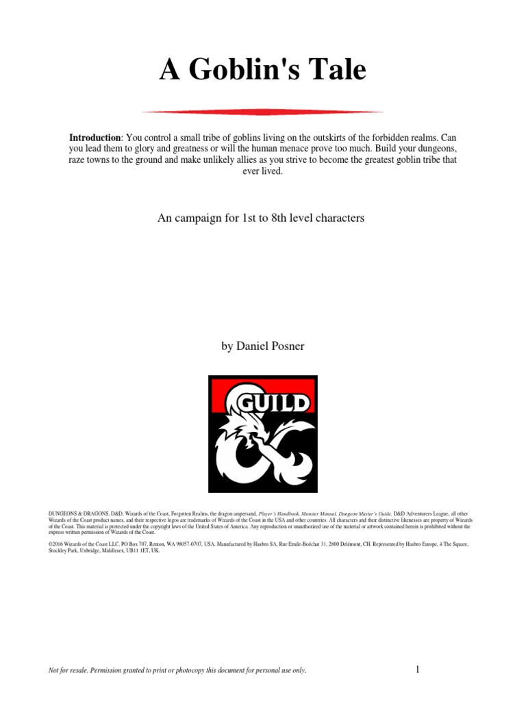 A Goblins Tale Dungeon Masters Guide | PDF | Dungeons & Dragons | Leisure