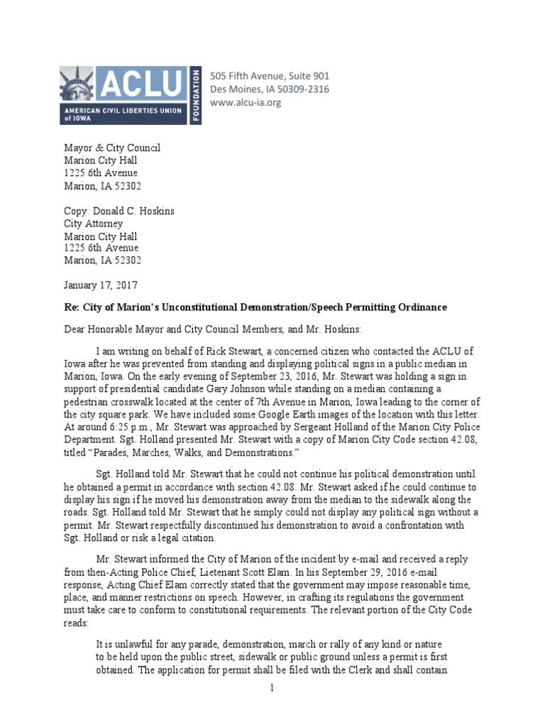 2017-01-17 Stewart Demand Letter | PDF | First Amendment To The United ...