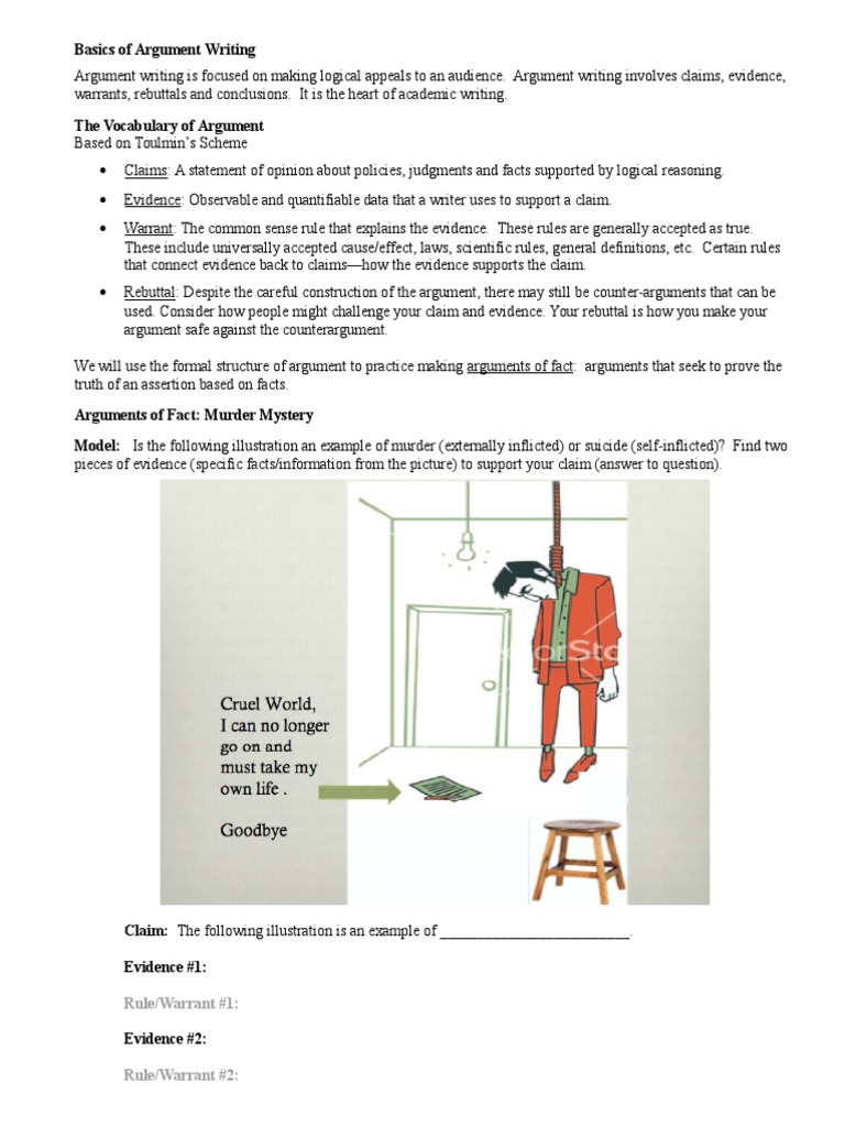 Intro To Argument Murder Mystery | PDF | Argument | Evidence