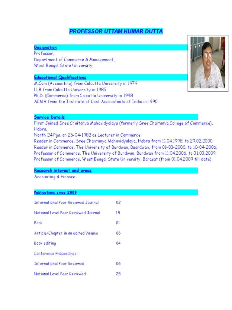 Professor Uttam Kumar Dutta | PDF | Doctor Of Philosophy | Thesis