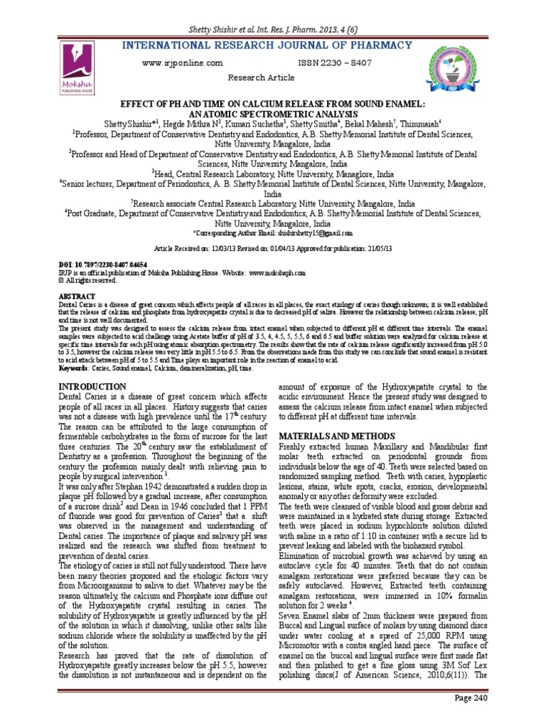 Anderson P, Hector MP, Rampersad MA. Critical PH in | PDF