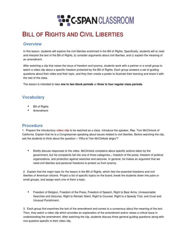 Bill of Rights and Civil Liberties | PDF | United States Bill Of Rights ...