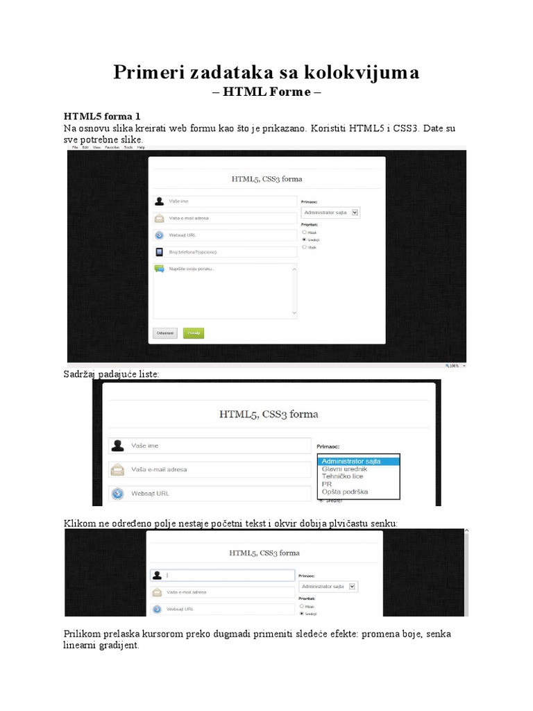 HTML Forme Zadaci | PDF