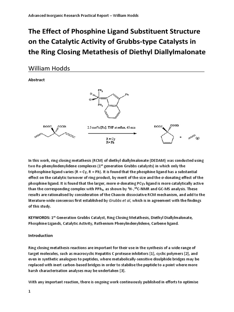 The Effect of Phosphine Ligand Substituent Structure On The Catalytic ...
