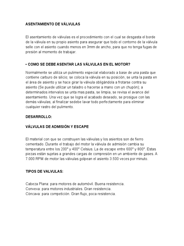 Cómo asentar válvulas de motor | PDF | Ingeniería mecánica | Science