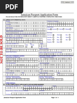 Jamaican Passport Application Form