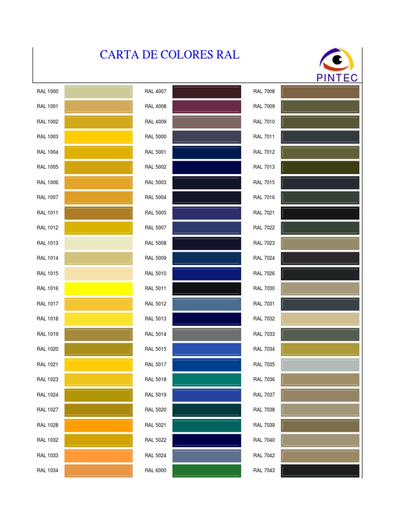 Carta Genérica de Colores Ral PDF