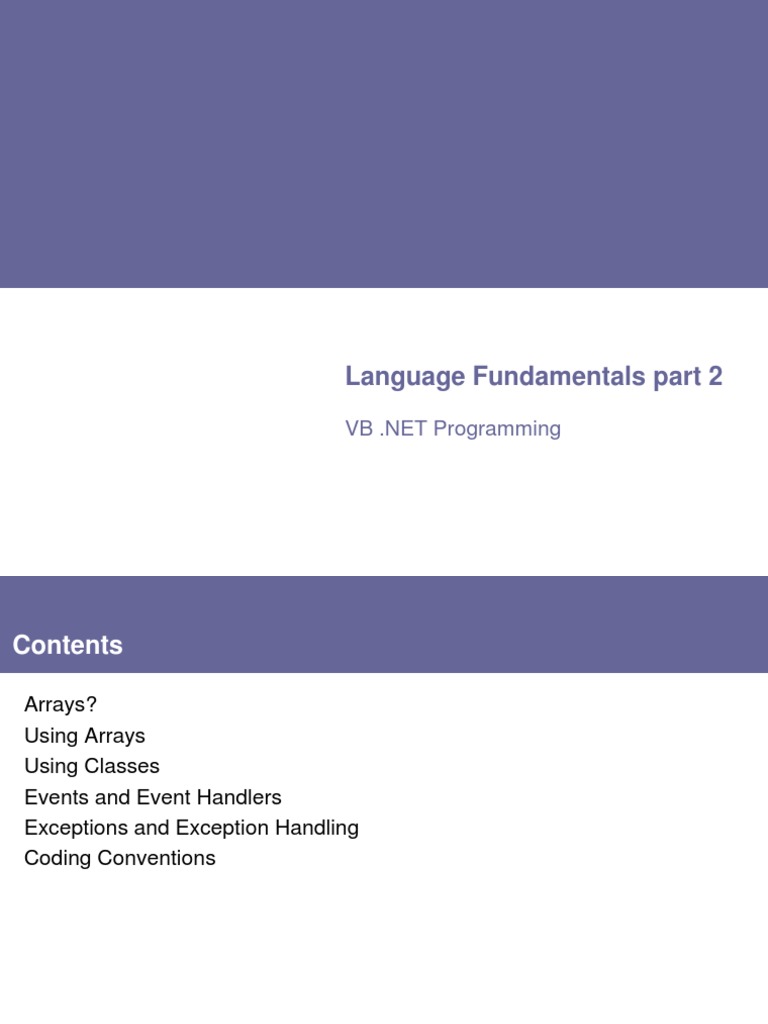 Programming Fundamentals Pdf Array Data Type Class Computer Programming