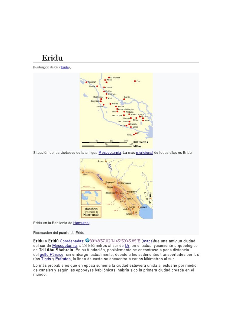 Eridu: La Primera Ciudad de Mesopotamia | PDF | Arqueología | Religión ...